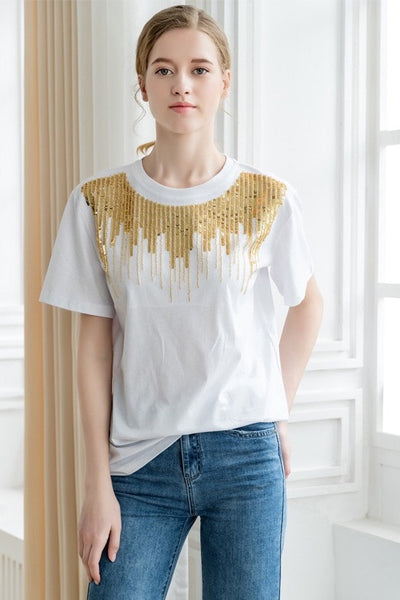 Round Neck Sequin Top - Dress Album